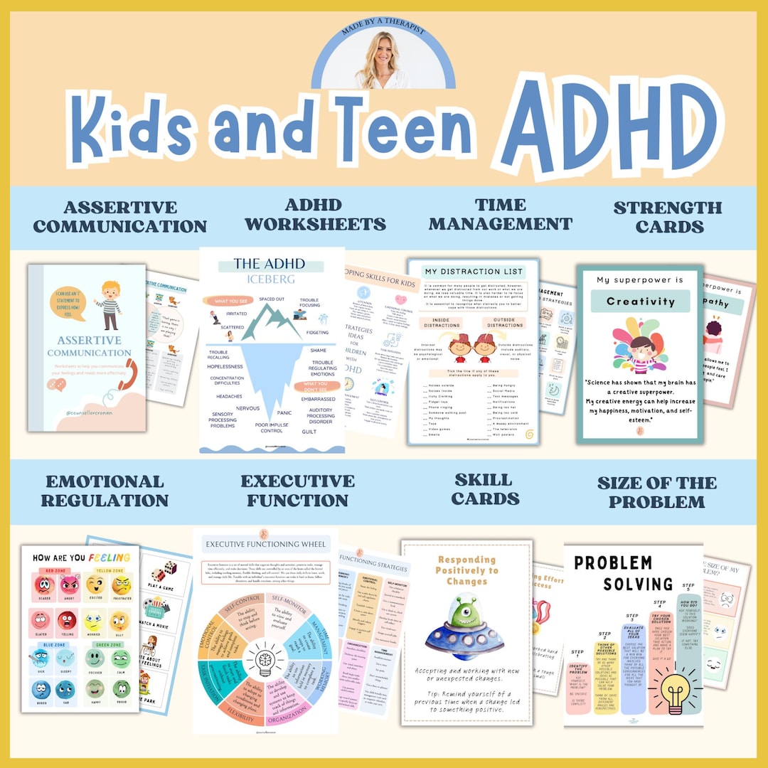 Kids and Teen ADHD Coping Strategies Bundle. ADHD Journal, ADHD Planner ...