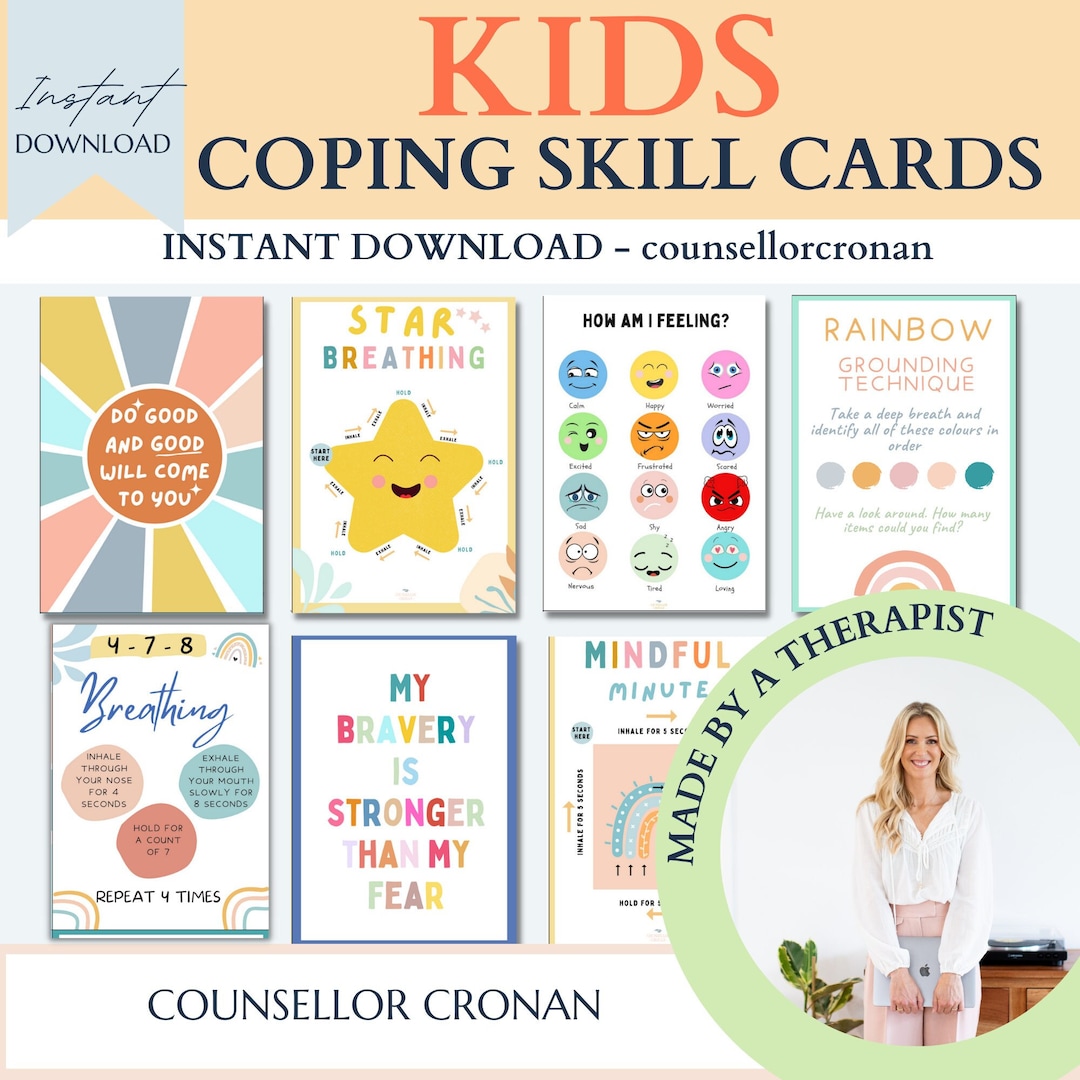 Kids Mindfulness Cards, DBT Skills, Therapy Office Decor, Affirmations ...