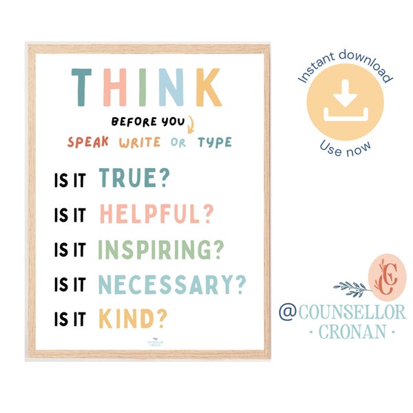 Think Before You Speak Poster - Etsy