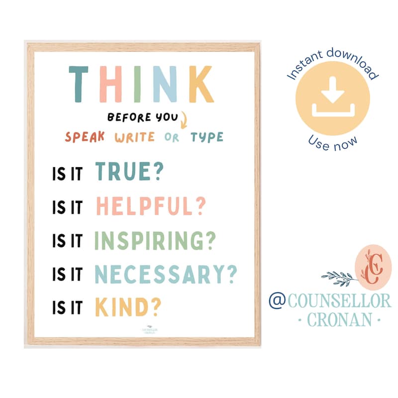 Think Before You Speak Poster - Etsy