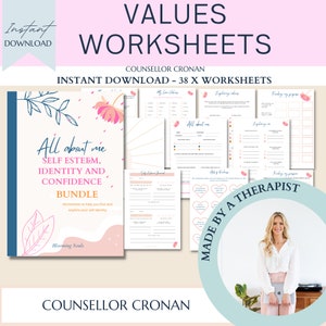 Acceptance Therapy Worksheet and Cards Bundle, Acceptance Commitment ...