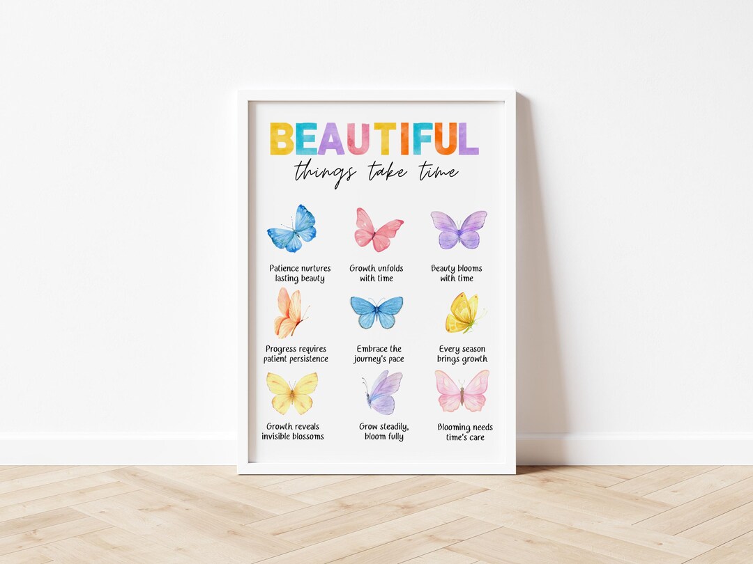 Beautiful Things Take Time Watercolor Poster. Daily Affirmations Poster ...