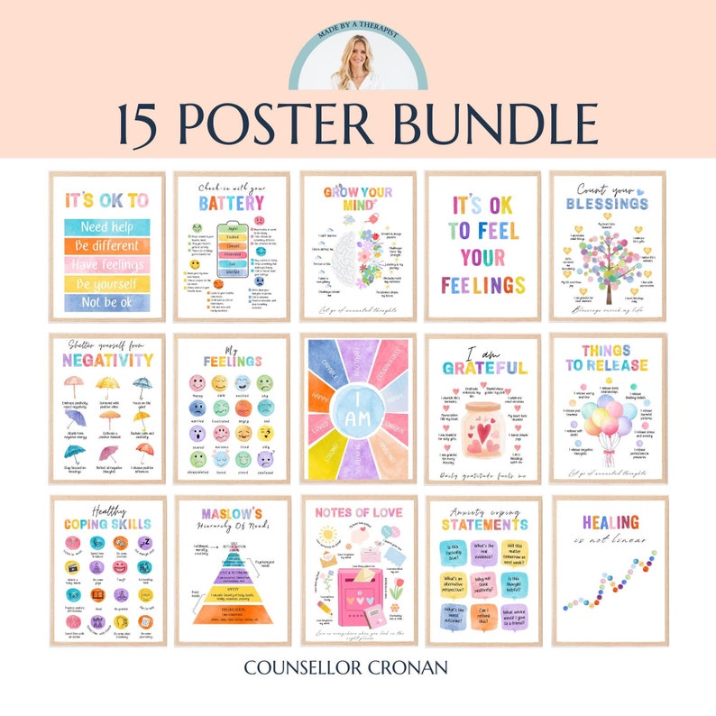 15 Watercolor Mental Health Poster Bundle. Therapy Office Decor ...