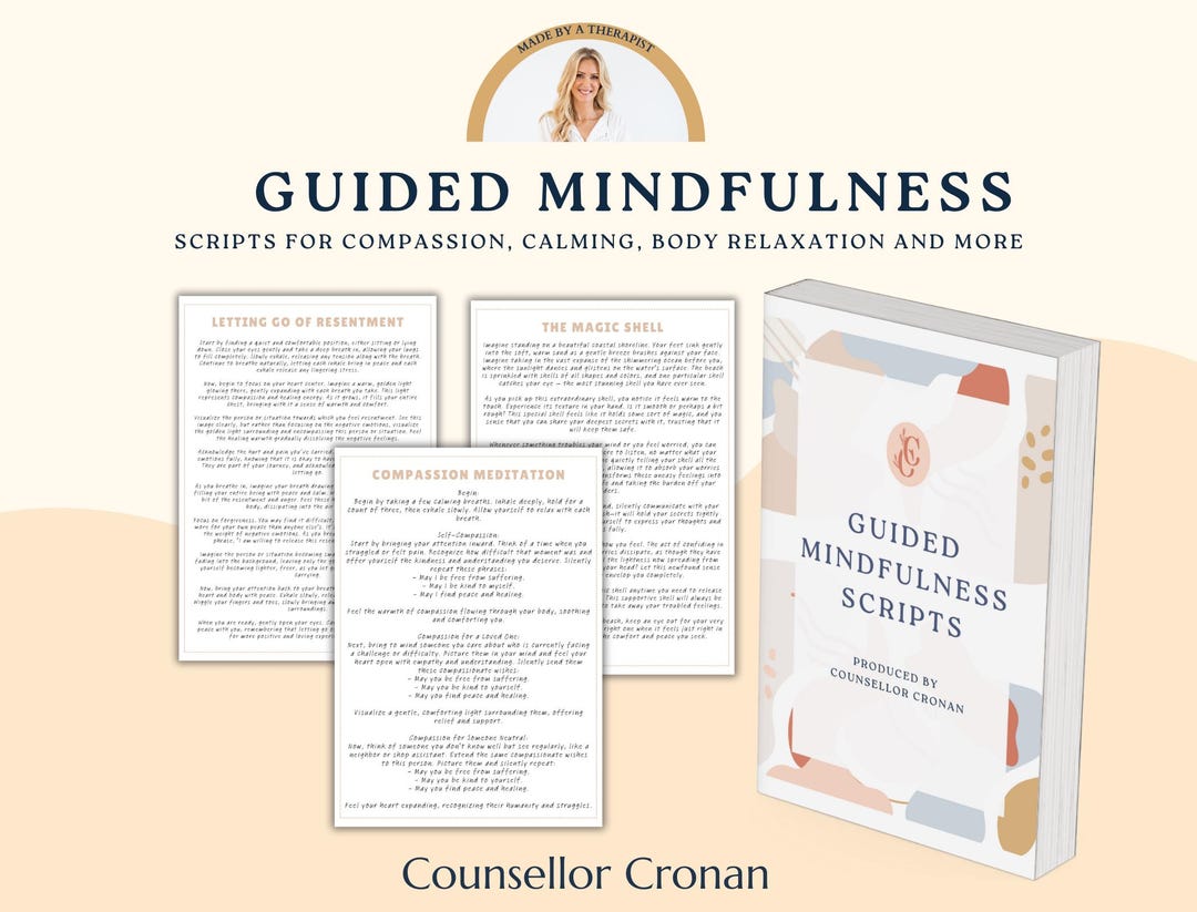 Guided Mindfulness Cards, Scripted Meditation Handouts, Therapy Office ...
