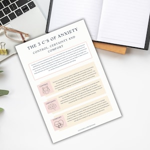 The 3 C's of Anxiety - Certainty, Comfort and Control Worksheets for ...