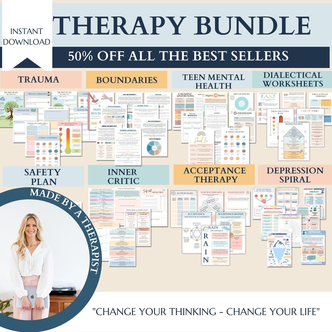 Therapy Worksheet Mega Bundle Trauma Therapy Teen Mental - Etsy