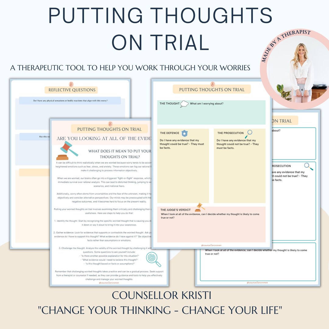 Putting Your Thoughts on Trial Worksheet. Catastrophizing. - Etsy Australia