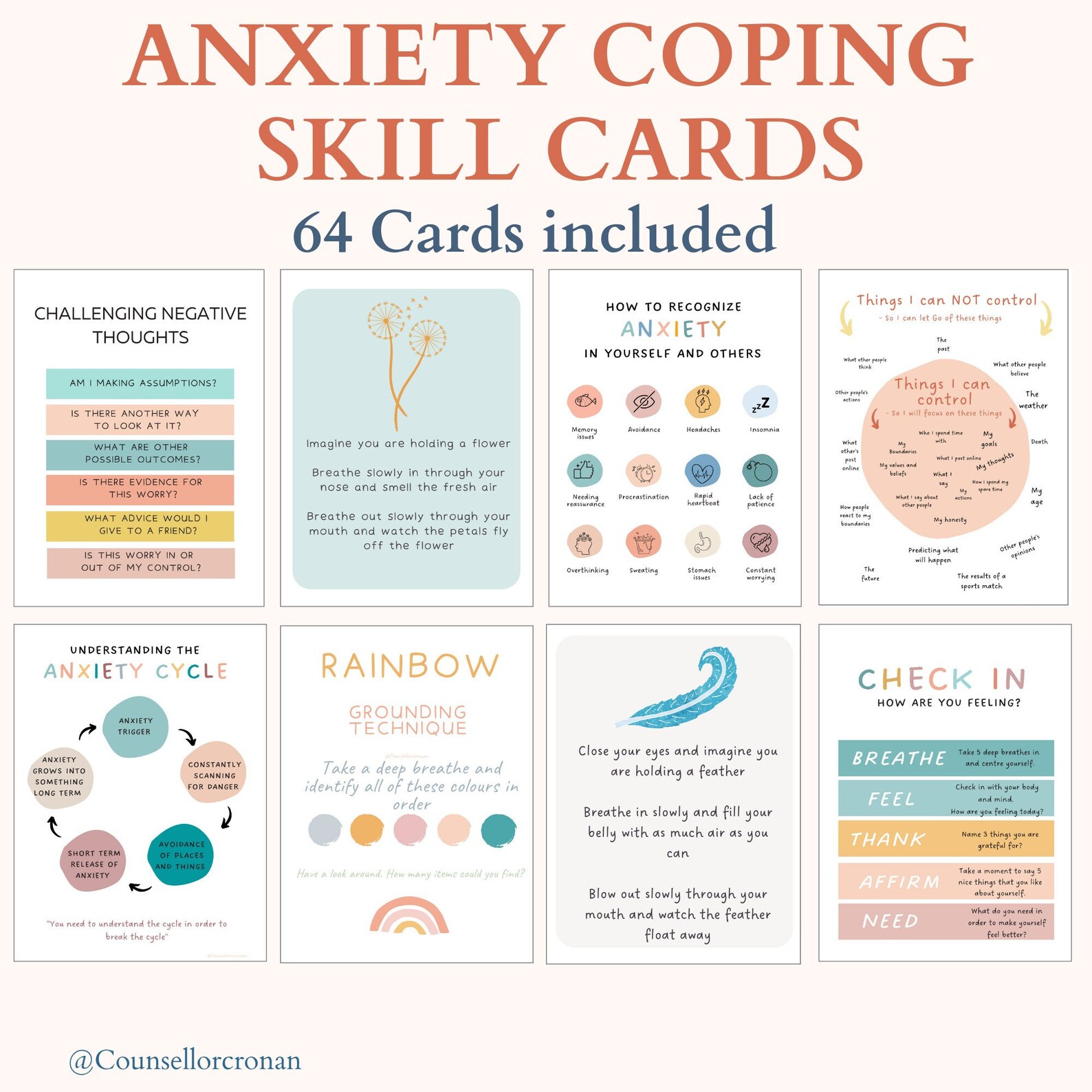 Anxiety Affirmation Cards Therapy Tools Calming Down Corner - Etsy