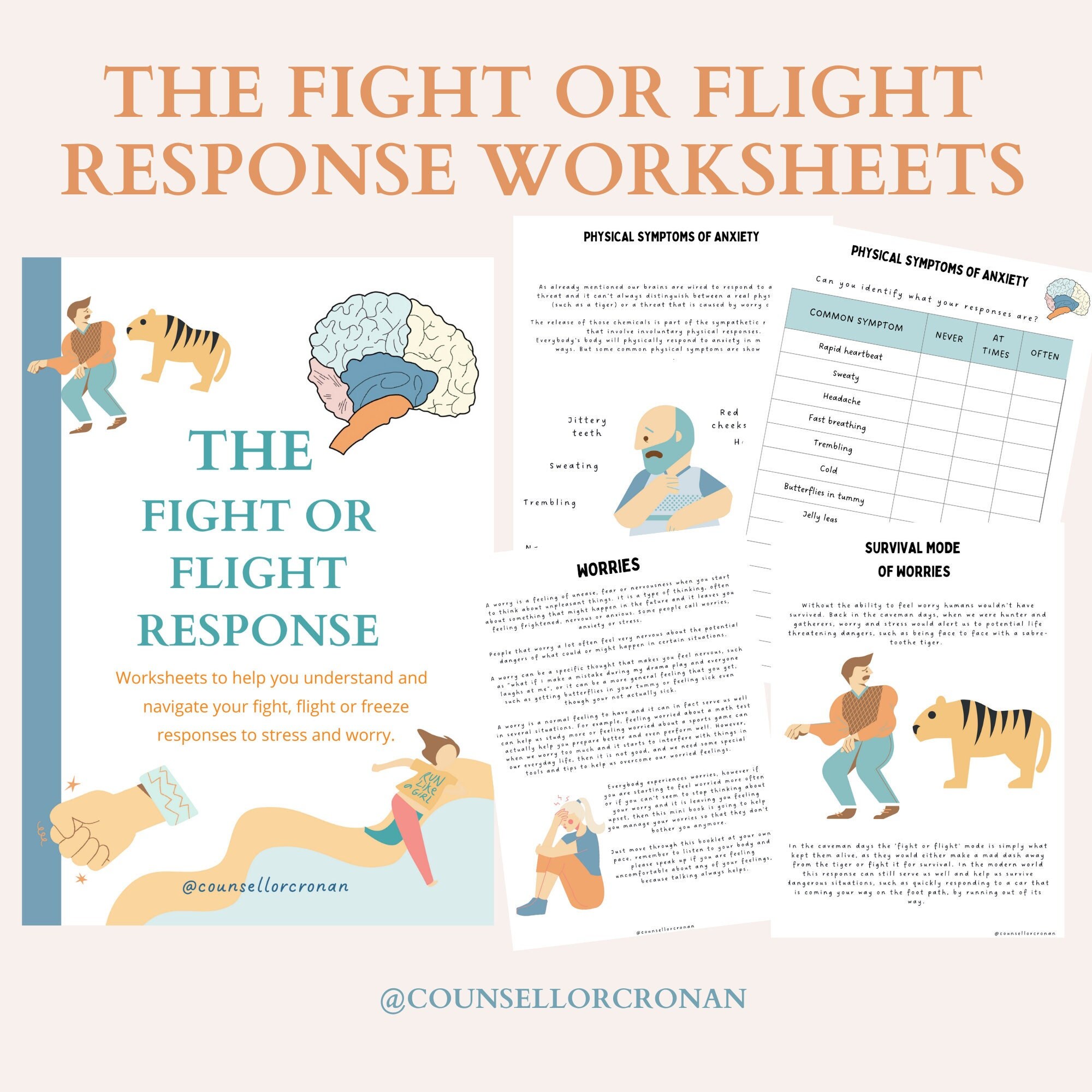 The Fight or Flight Response Workbook Therapy Worksheets - Etsy UK