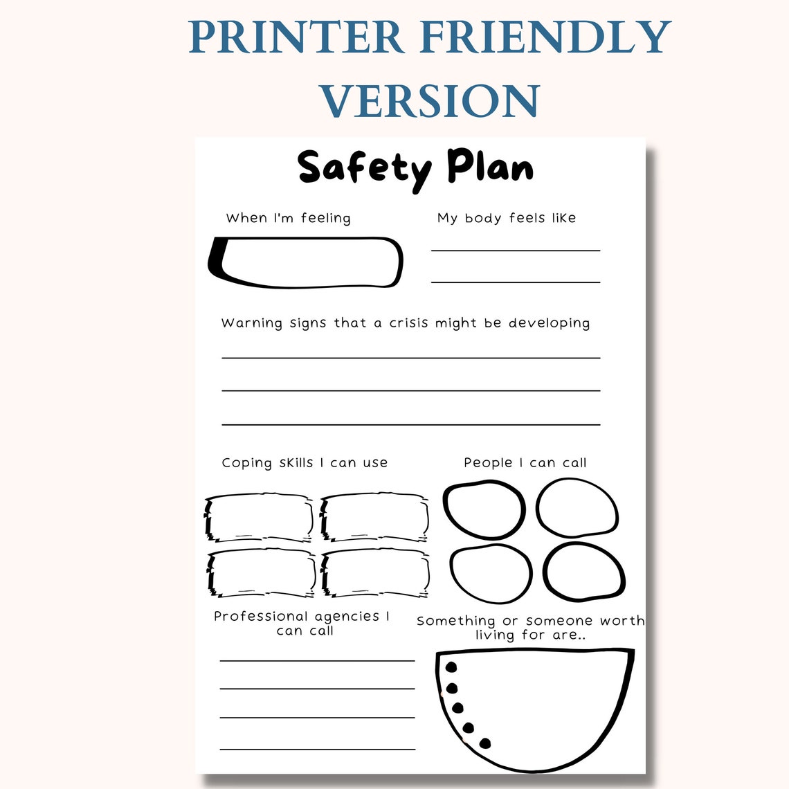 Crisis Safety Plan Therapy Resources Therapy Office Decor - Etsy