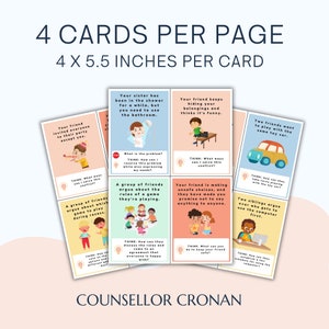 Conflict Resolution Flashcards for Kids, Social Skill Activity, Social ...