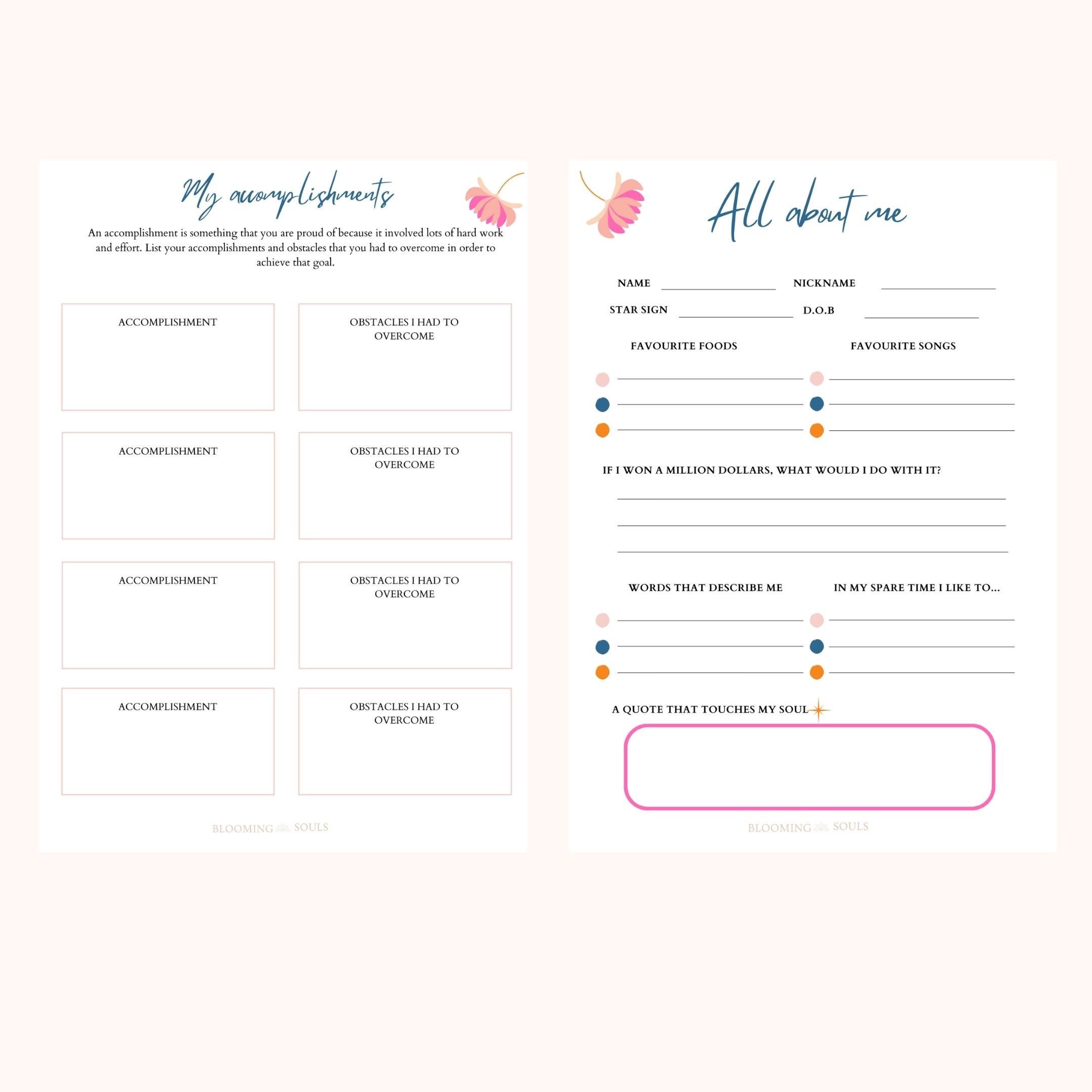 Self Love Therapy Journal Worksheets Mental Health Therapy | Etsy