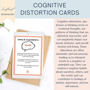 Cognitive Distortion Cards, Unhelpful Thinking, Anxiety Cards, Therapy ...