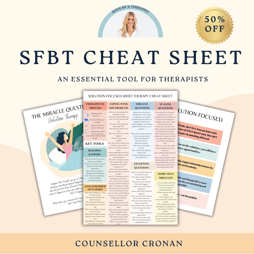 Solution Focused Cheat Sheet, Solution Seeking, Therapist Questions ...