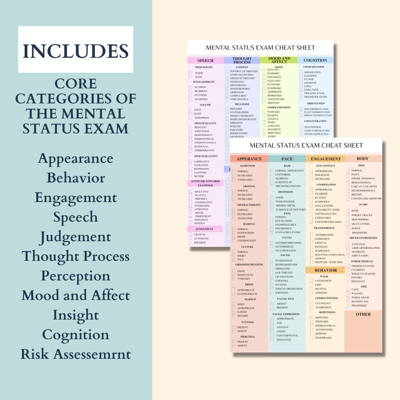 Buy Mental Status Exam MSE Cheat Sheet DBT Therapy Forms Client Online in India - Etsy