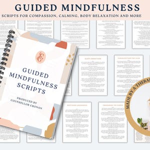 Guided Mindfulness Cards, Scripted Meditation Handouts, Therapy Office ...