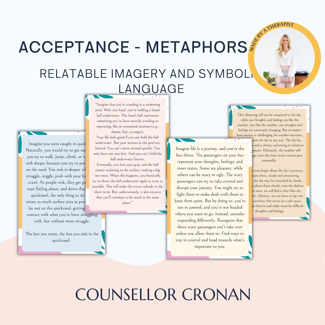 Acceptance And Commitment Therapy Metaphors Cognitive Defusion Flashcards For Psychological
