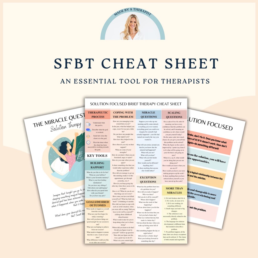Solution Focused Cheat Sheet, Solution Seeking, Therapist Questions ...