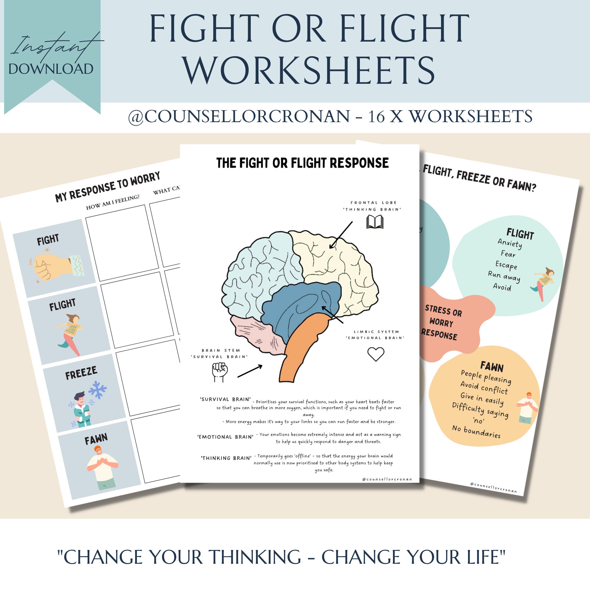 The Fight or Flight Response Workbook Therapy Worksheets - Etsy UK