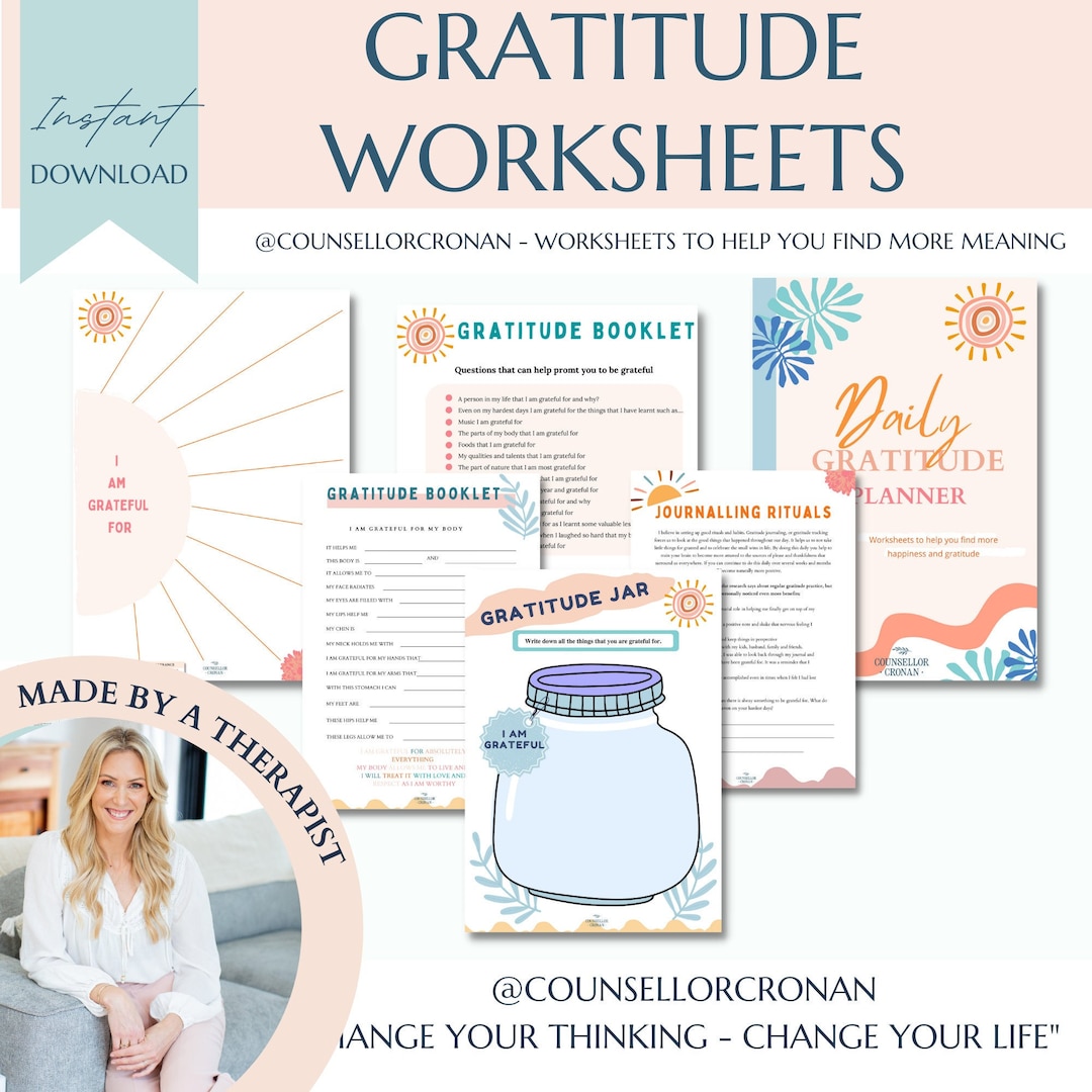 Gratitude Therapy Journal Worksheets Mental Health Print - Etsy