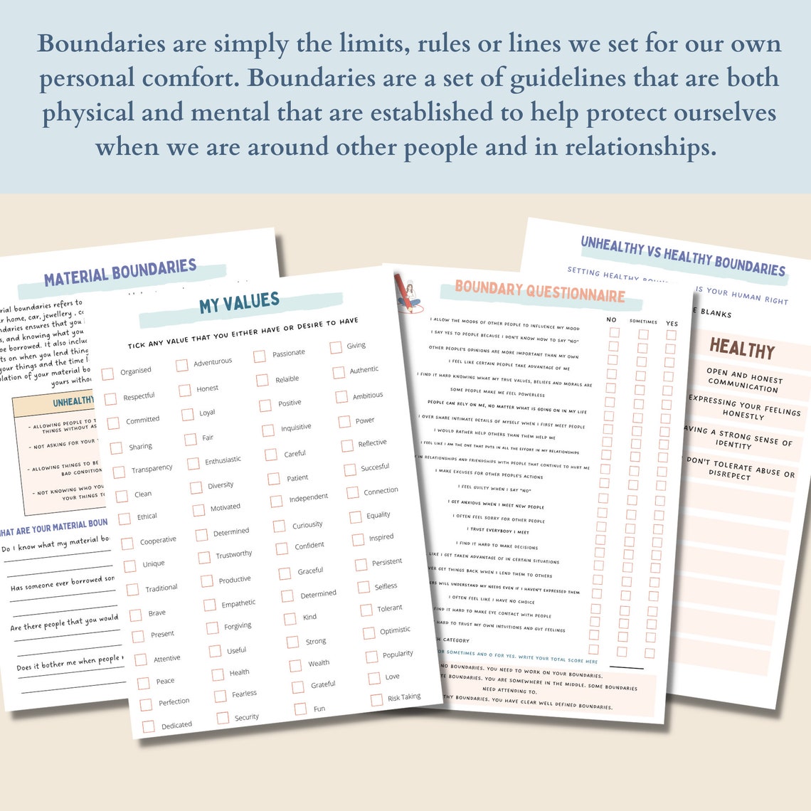 Boundaries Workbook DBT Bundle Boundaries Worksheets - Etsy
