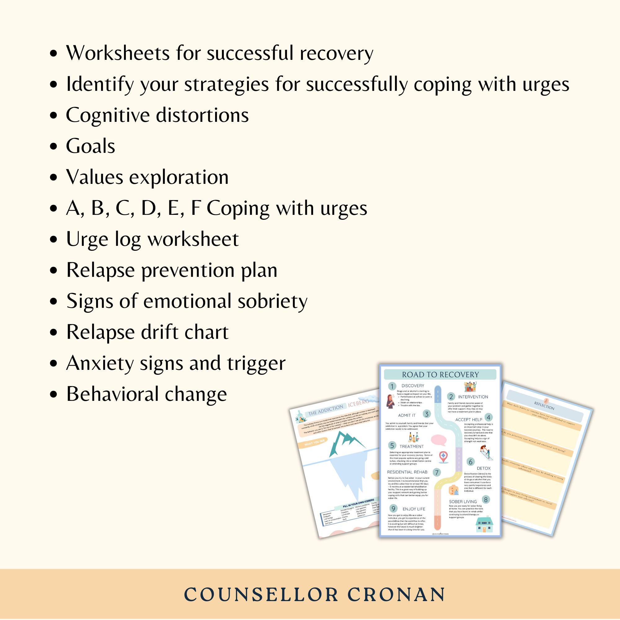 Sobriety Worksheets, Therapy Workbook, Recovery, Addiction, Sober Life ...