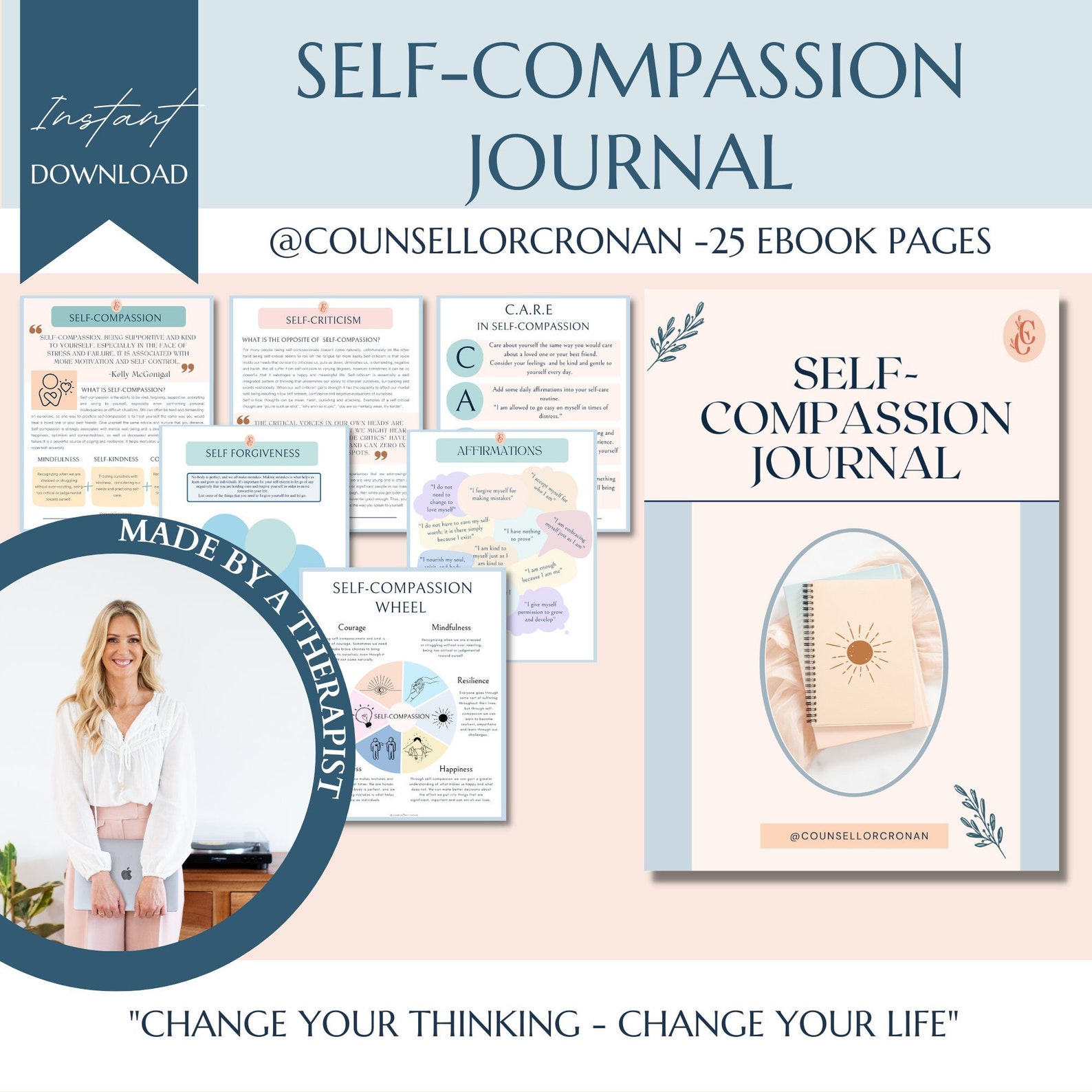 Self-compassion Journal Self-care Workbook Positive - Etsy Australia