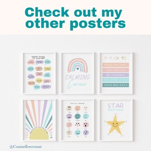 Rainbow Feelings Chart, Emotions Print, Calm Down Corner, Self ...