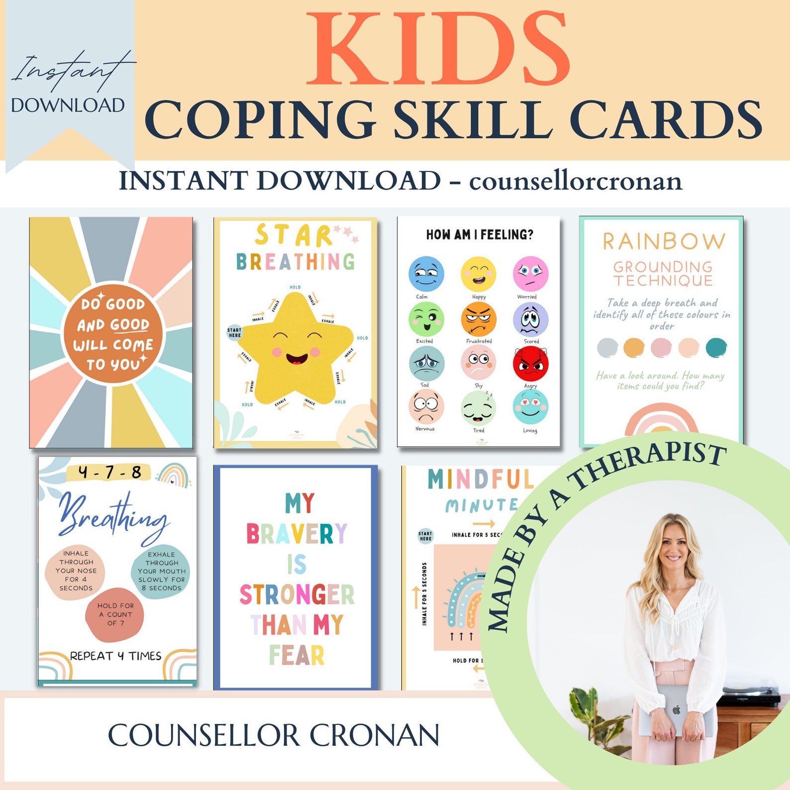 Kids Emotional Regulation Cards, Mindfulness Cards, Grounding Kit ...