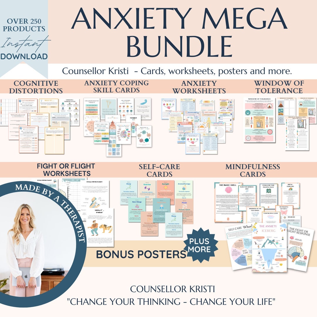Anxiety Coping Skills Mega Bundle Therapy Worksheets Anxiety - Etsy ...