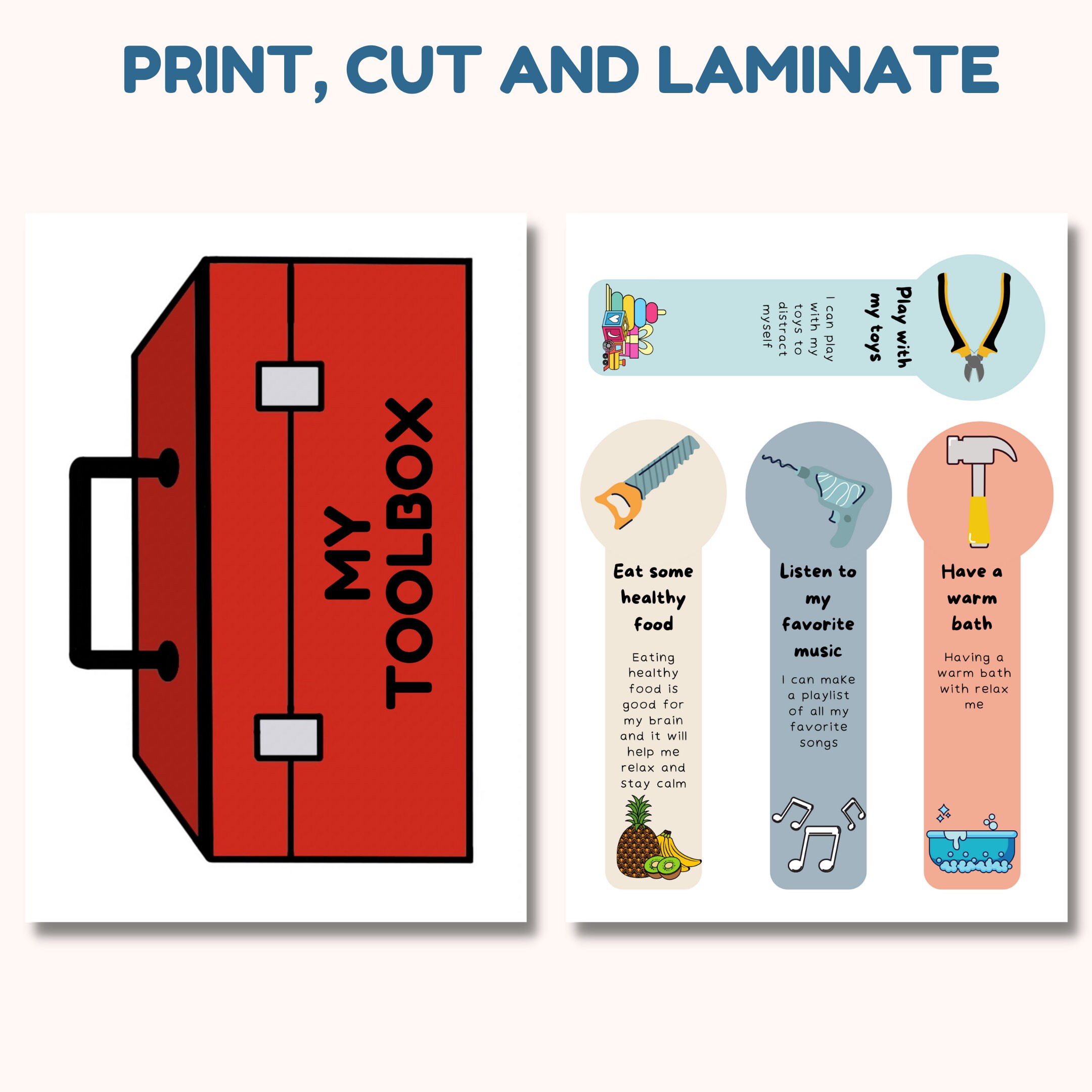 Coping Skills Toolbox Play Therapy Therapy Worksheets | Etsy