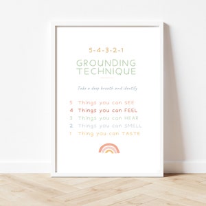 Therapy Office Decor, Grounding Technique Print, Social Emotional ...