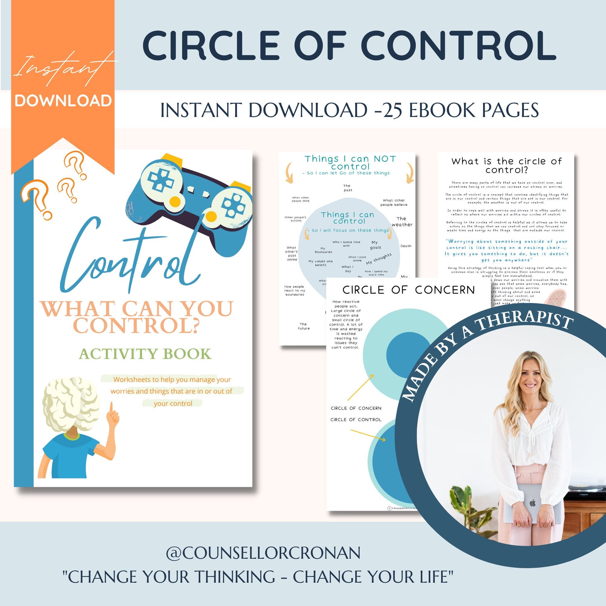 Circle of Control Worksheets Anxiety Relief Workbook Self - Etsy Australia