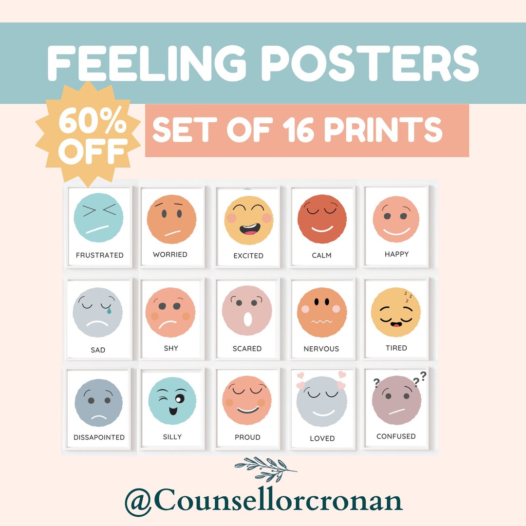 16 Feelings Poster Bundle, Classroom Decor, Therapy Office Decor ...
