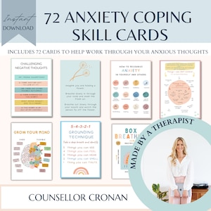 Anxiety Coping Skills Mega Bundle, Therapy Worksheets, Anxiety Cards ...