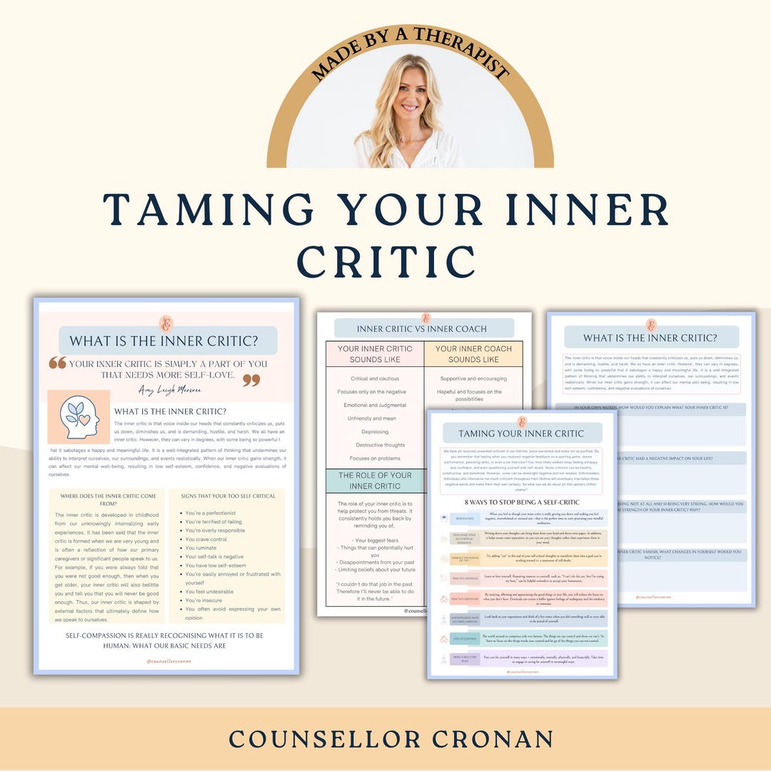Inner Critic Workbook, Self Help, Self Healing, Mental Health Journal ...