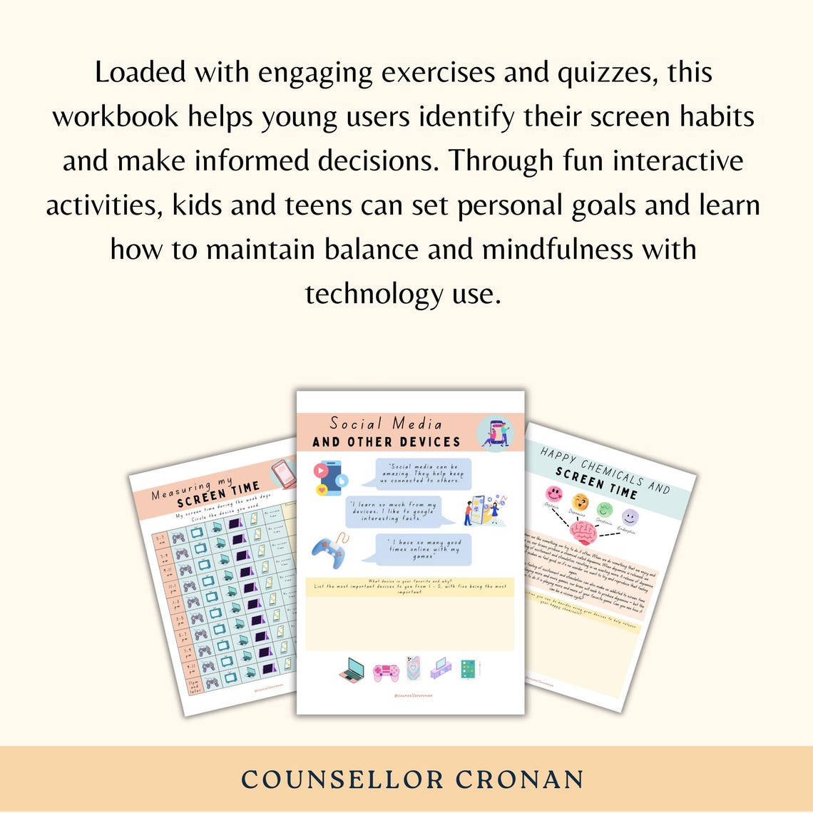 Screen Time Addiction Worksheets, Kids Therapy, Child Therapist ...