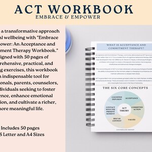 Acceptance and Commitment 50-page Workbook.therapy Worksheets. Therapy ...