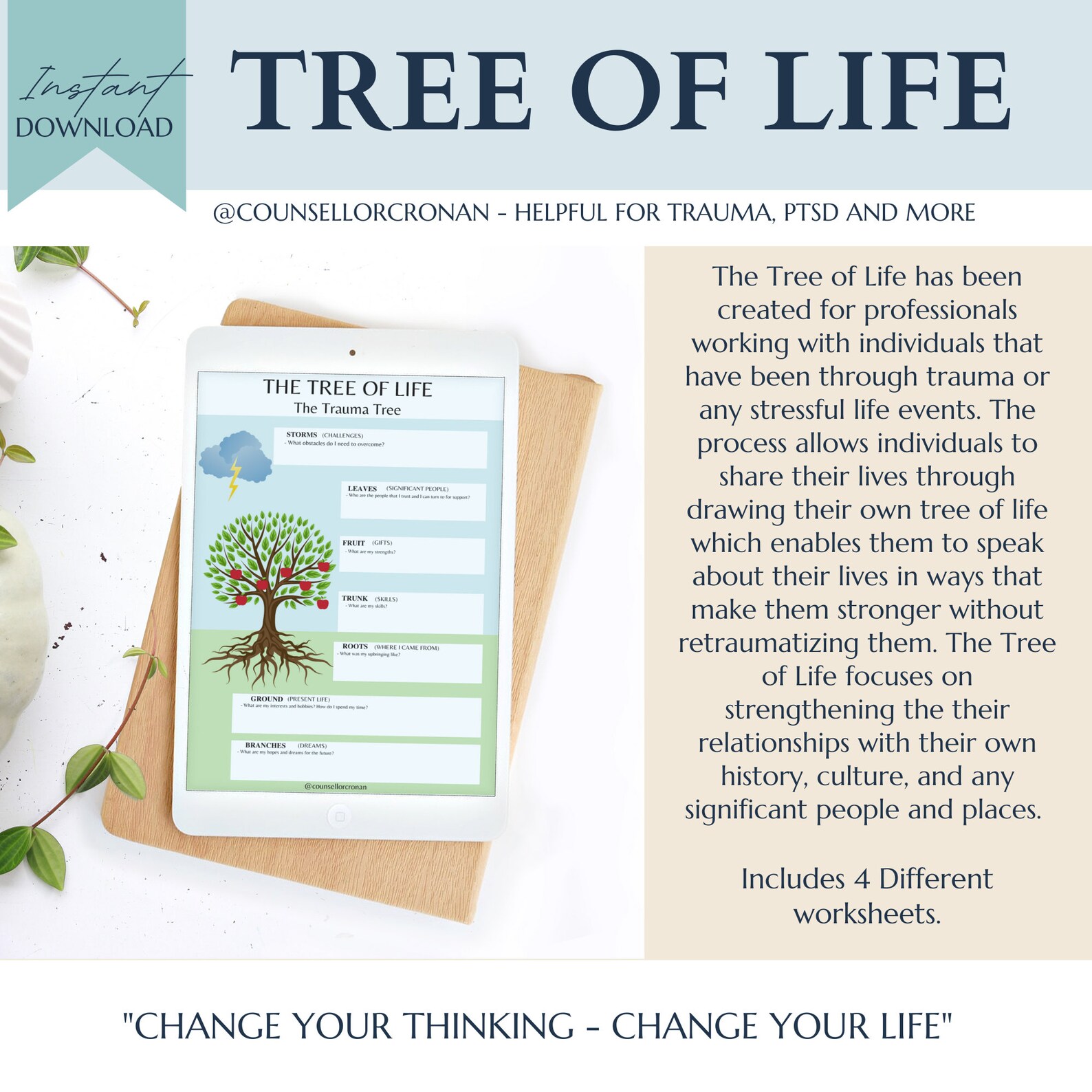 Trauma Tree Worksheets Narrative Therapy Tree of Life Trauma - Etsy Denmark
