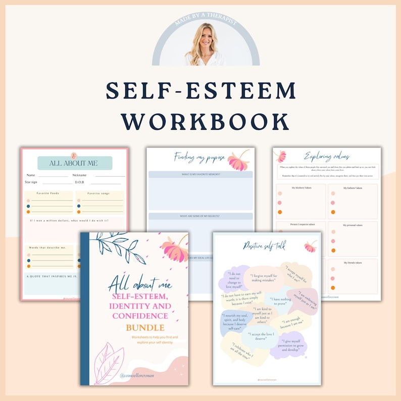 Self Worth Worksheet and Cards Bundle, Self Esteem, Confidence, Teen ...