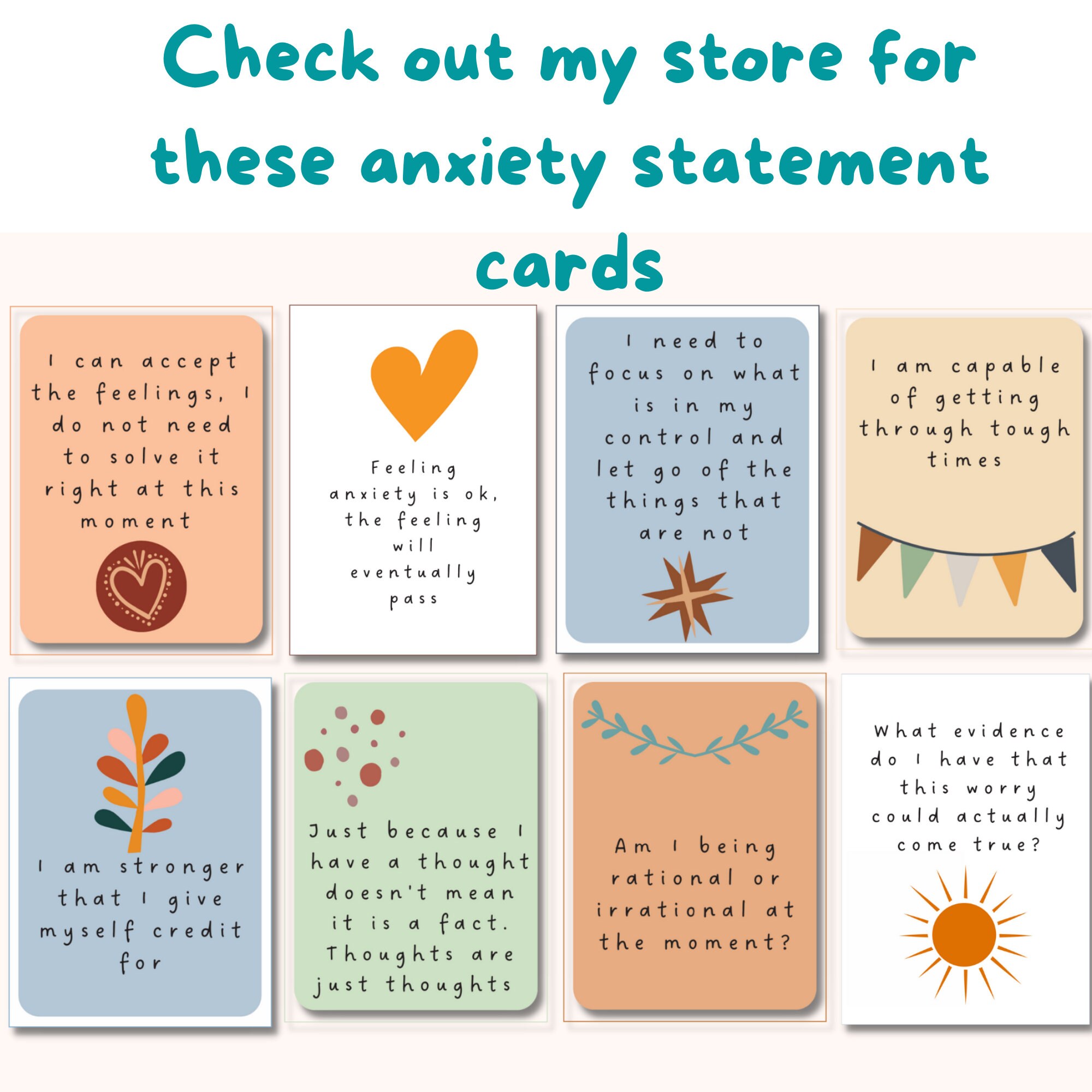 Social Anxiety Coping Statement Cards Therapy Tools Therapy | Etsy