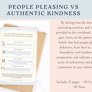 People Pleasing Vs Authentic Kindness Workbook. Self-help Worksheets ...