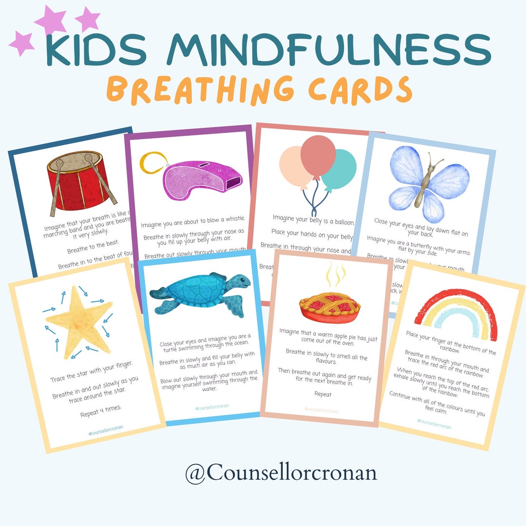 Mindfulness Breathing Cards Mindful Cards Calming Corner - Etsy