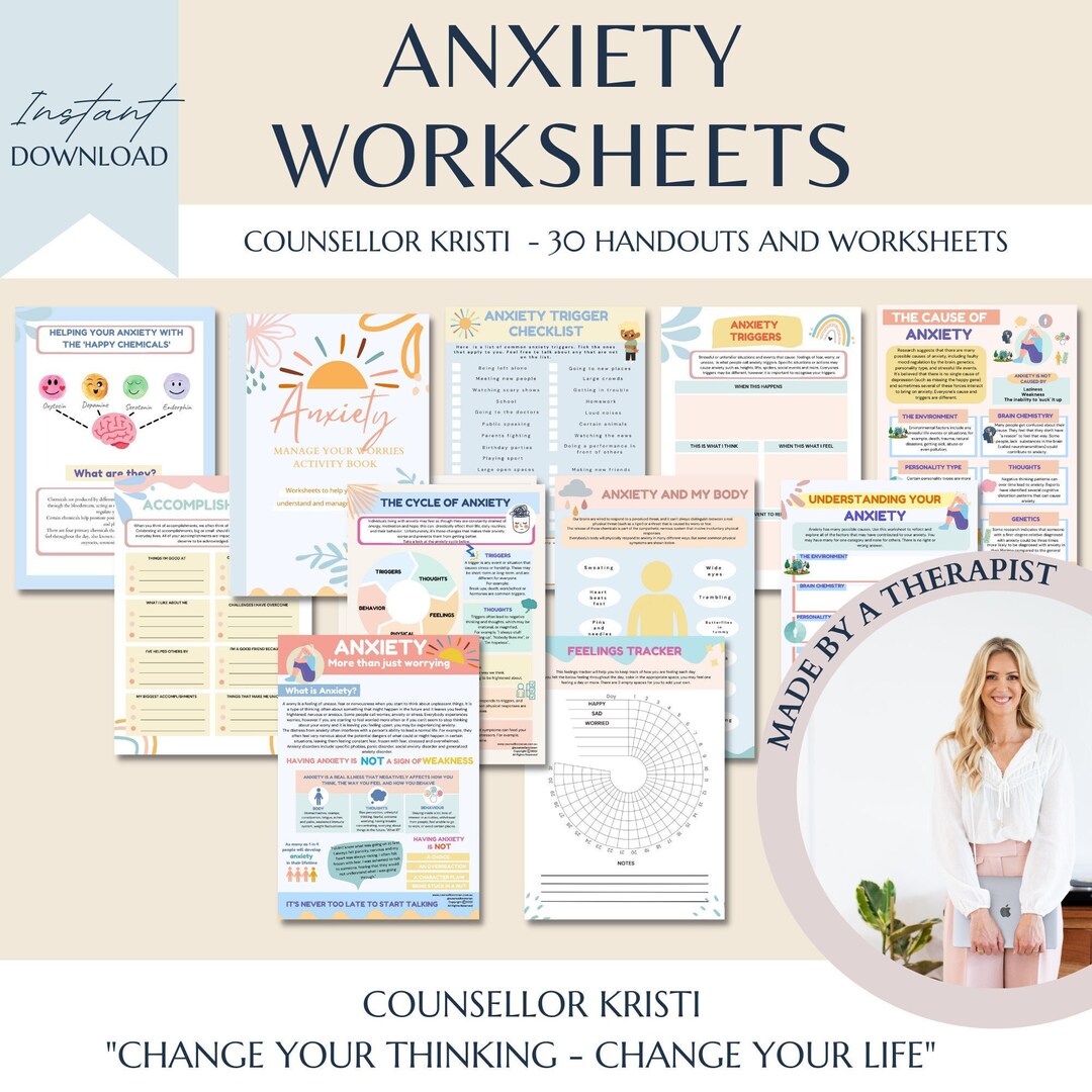 Anxiety Thought Challenging Questions Worksheets CBT - Etsy