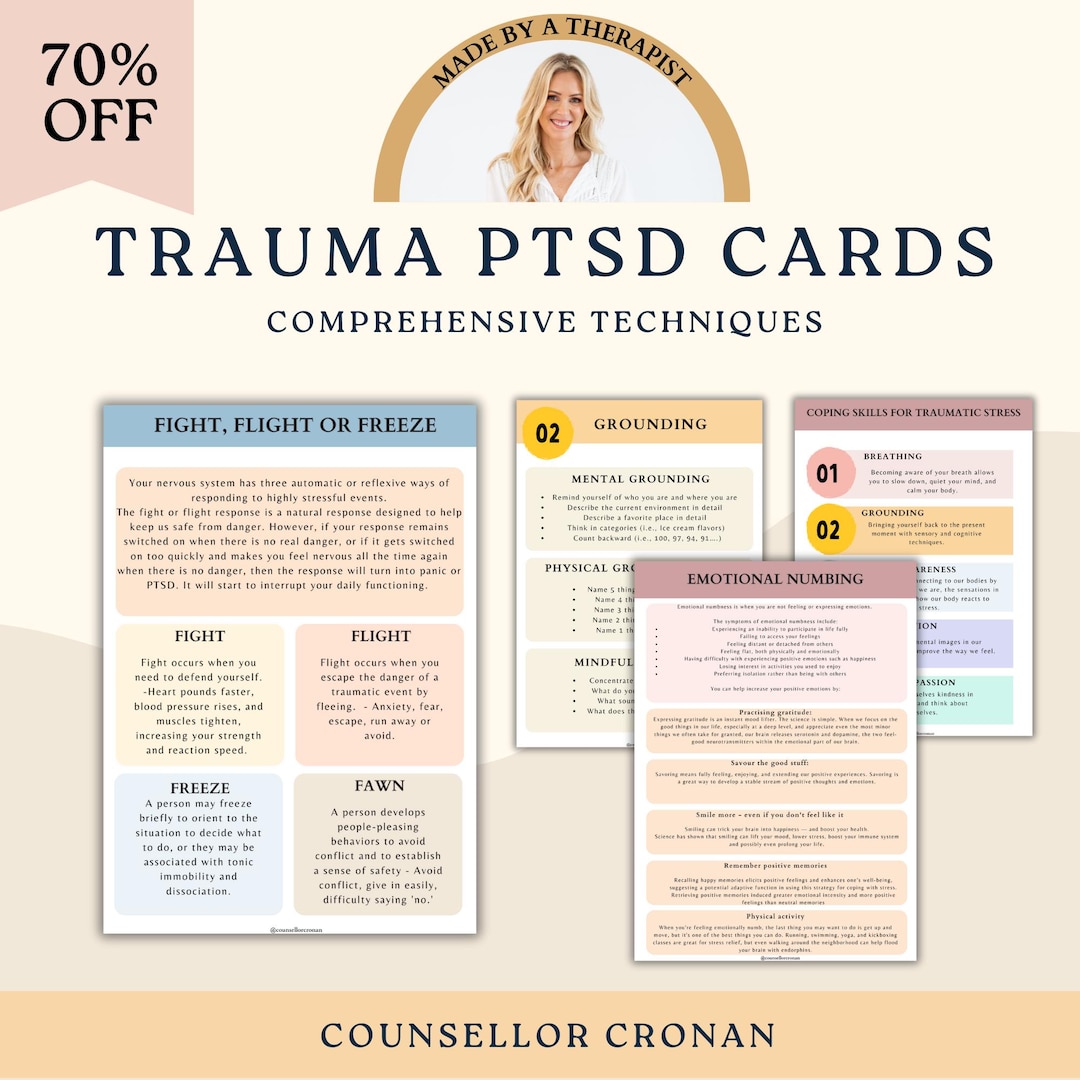 PTSD Trauma Coping Skill Cards. Self-healing Tools. Therapy Resources ...