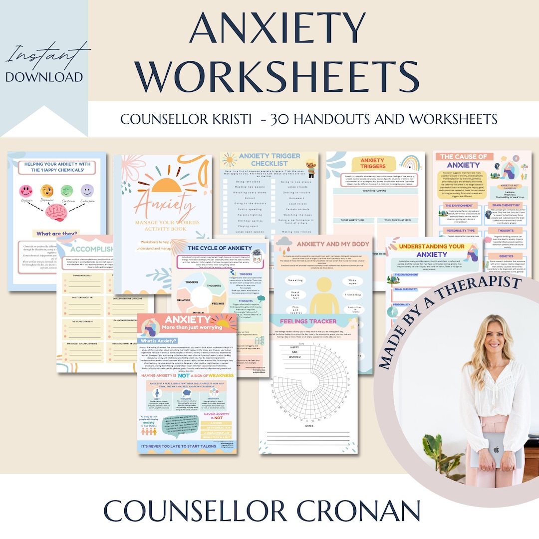 Anxiety Worksheets, Therapy Office Resources, Anxiety Bundle, Social ...