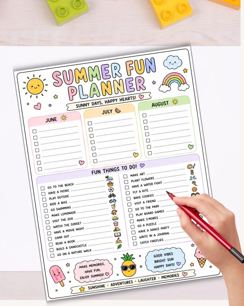 Summer Fun Planner. 2026 Summer Calendar. Kids Checklist. Weekly ...