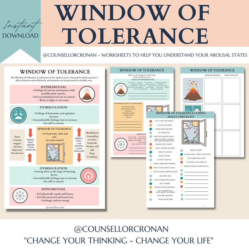 Window of Tolerance Worksheet Trauma Therapy DBT Therapy - Etsy