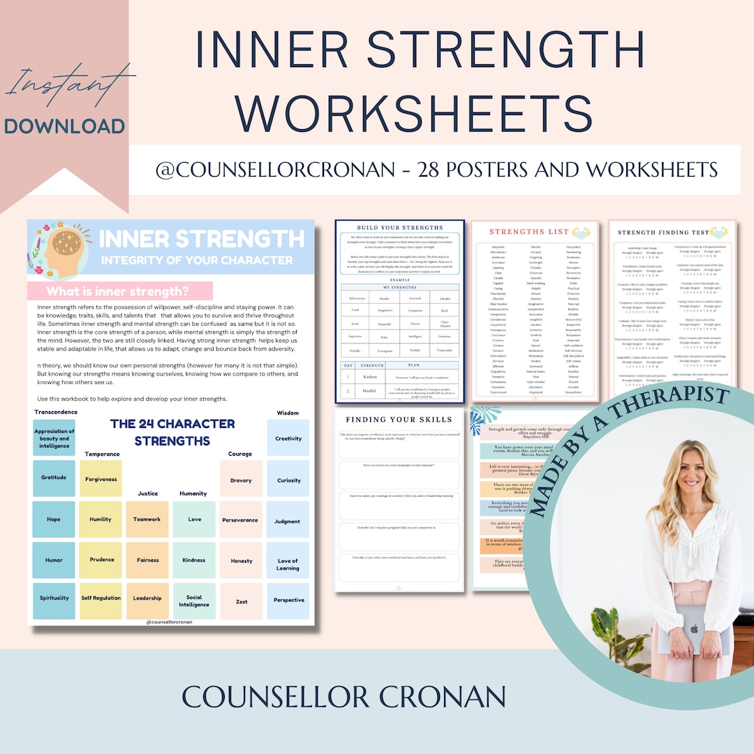 Inner Strength Worksheets, Solution Focused Therapy Strengths, SFBT ...