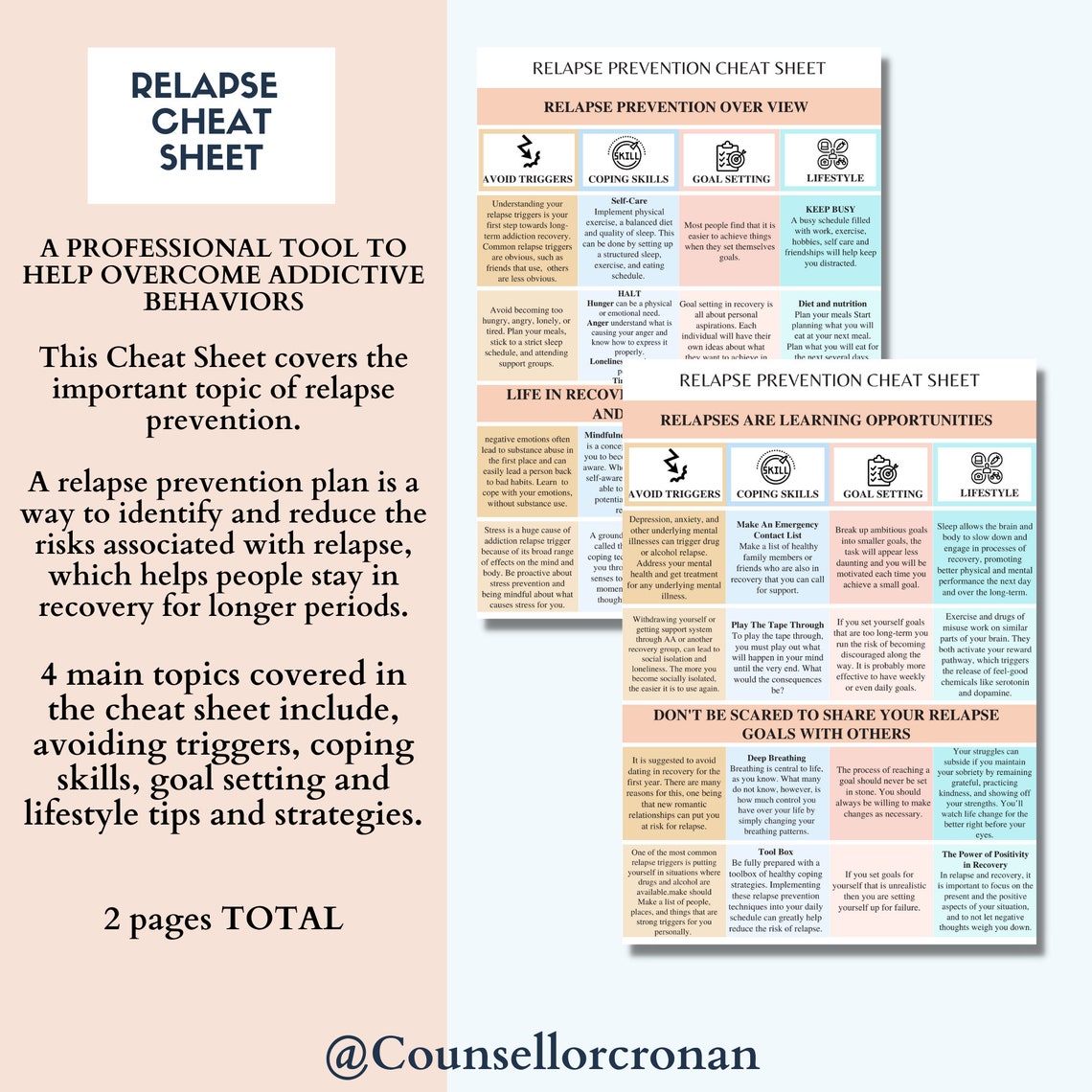 Relapse Prevention Cheat Sheet Sobriety Addiction Substance Etsy Israel